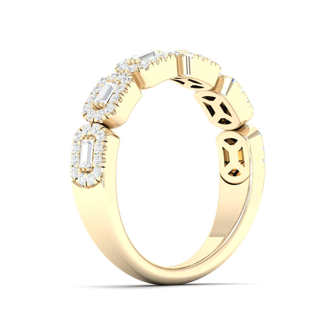 1/2 Ctw Round Baguette Fashion Stackable Ring